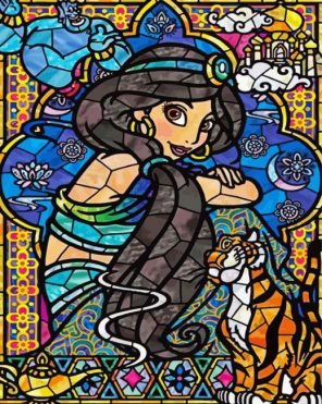 Stained Glass Disney Jasmine Paint By Numbers - Painting By Numbers